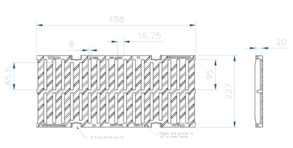 ULMA 658 Slotted Heel Proof Ductile Iron 9x20 Class C Grate - MultiV+2 ...