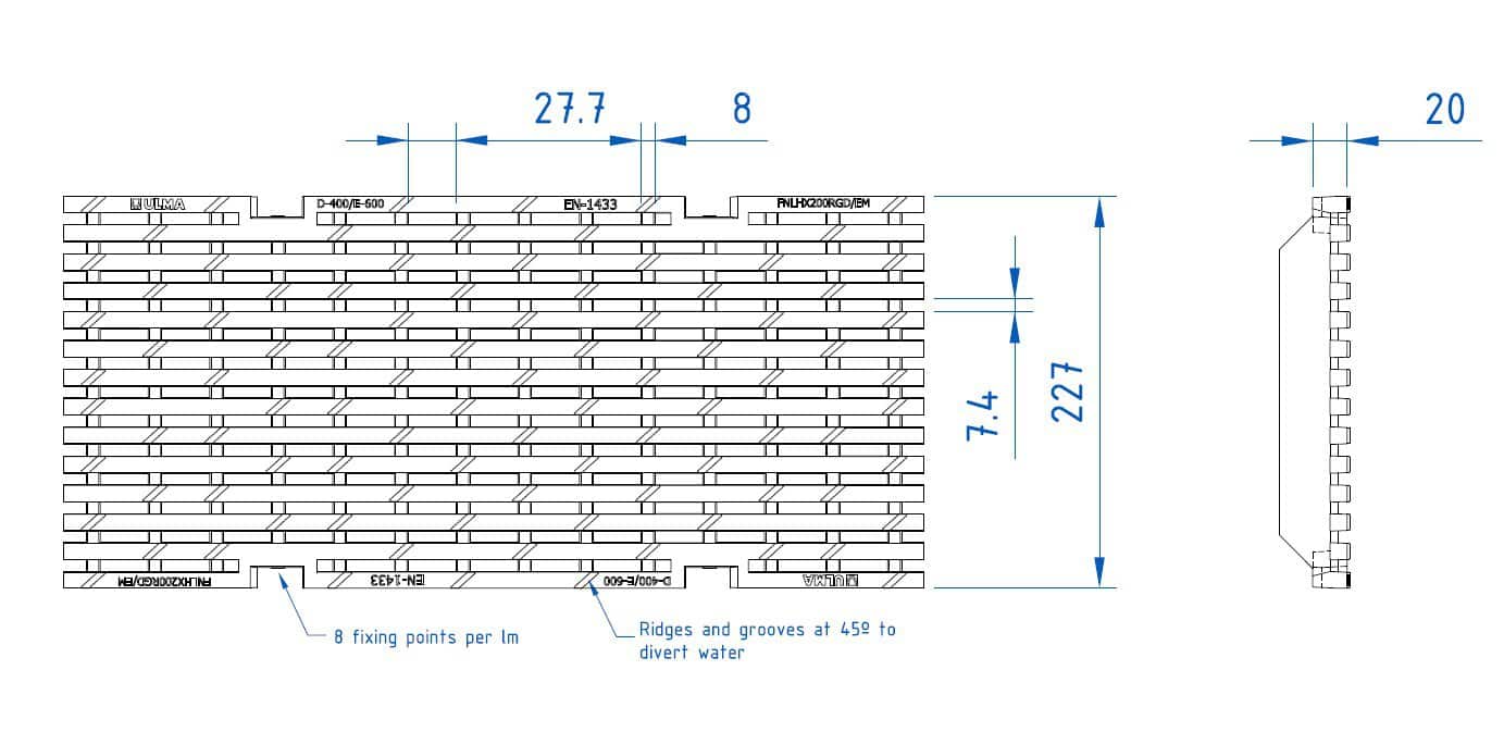 ULMA 678 Transverse Slotted HP Ductile Iron 9x20 Class E Grate - Multi ...